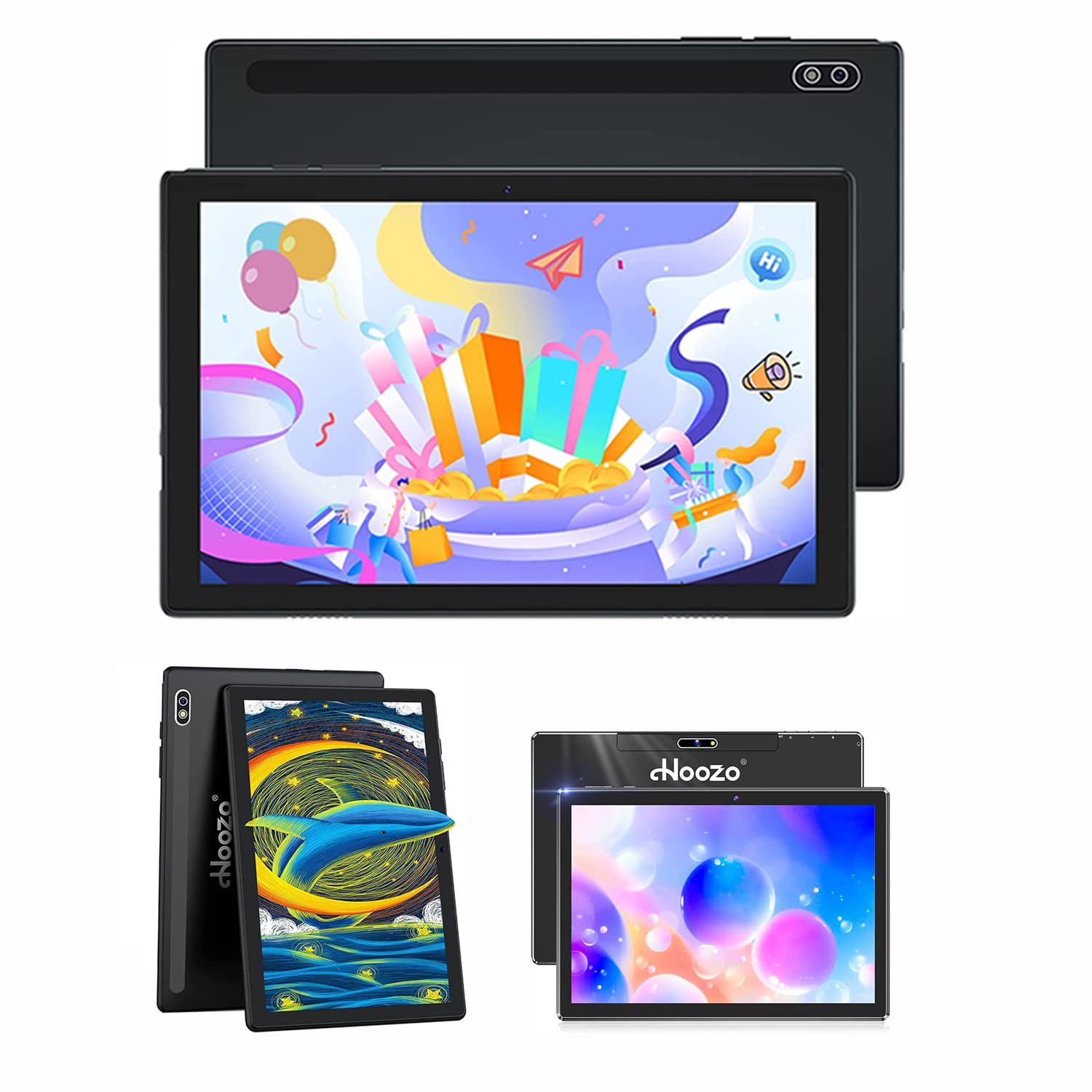 Hoozo Tablet 10 Inch, Android 10 Tablets with 6000mAh Long Battery Life, Quad Core HD Touch Screen, 32GB, WiFi BT Google Play Tabletas PC - 3PCS