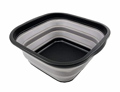 SAMMART 5.5L (1.4 Gallons) Collapsible Tub - Foldable Dish Tub - Portable Washing Basin - Space Saving Plastic Washtub (Black/Alloy Grey)