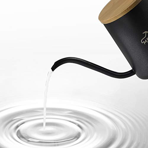 MERMOO YILAN Gooseneck Kettle Pour Over Coffee Kettle with Lid 350ml Stainless Steel Kettle Hand Drip Coffee Pot Long Narrow Coffee Pitcher Jug(black)