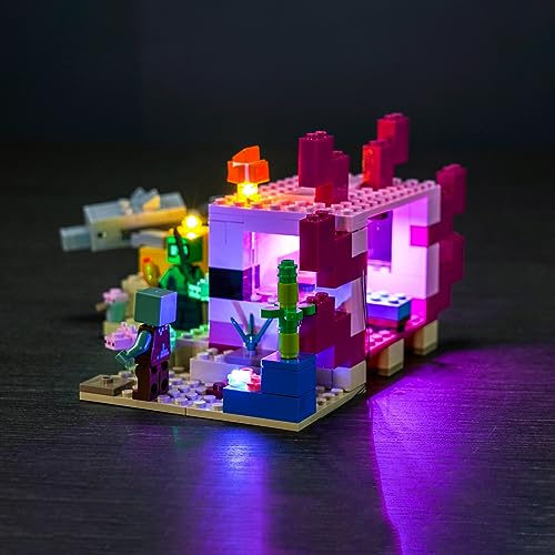 LocoLee Led Light Kit for Lego The Axolotl House 21247, Minecraft Lighting Set Compatible with Lego 21247 (No Lego Model), DIY Décor Lights for Lego Building Blocks