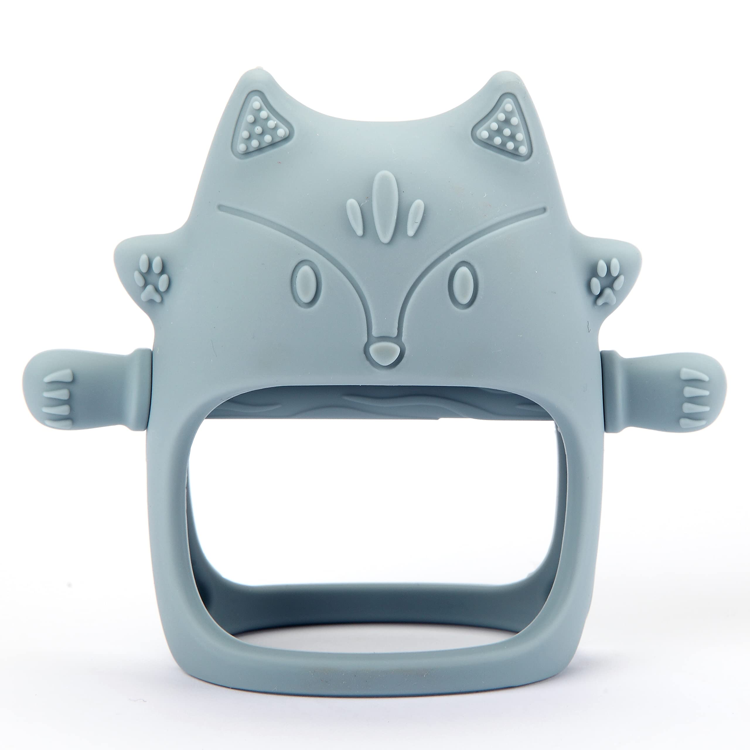 Eoopoon Silicone Baby Teething Toy for Babies 3 Months+, Never Drop wearable Silicone Baby Teether Toy, Mitten Glove Teether Toy for Teething Relief, Baby Chew Toys for Sucking Needs, BPA Free, Ether