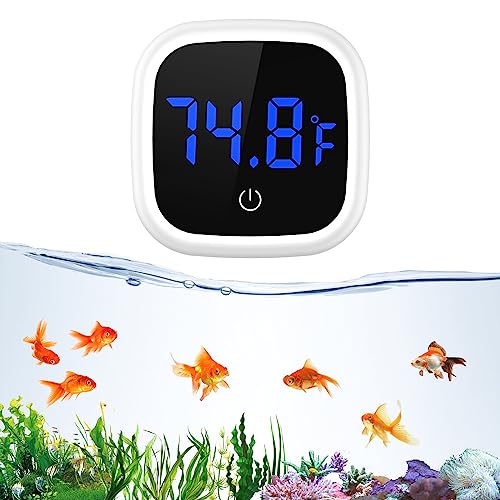 LOFICOPER Digital Aquarium Thermometer, Stick-on Fish Tank Thermometer, Wireless Tank Temperature Sensor with LED Touch Screen, Battery, â, for Fresh Water, Tap Water, Marine Water