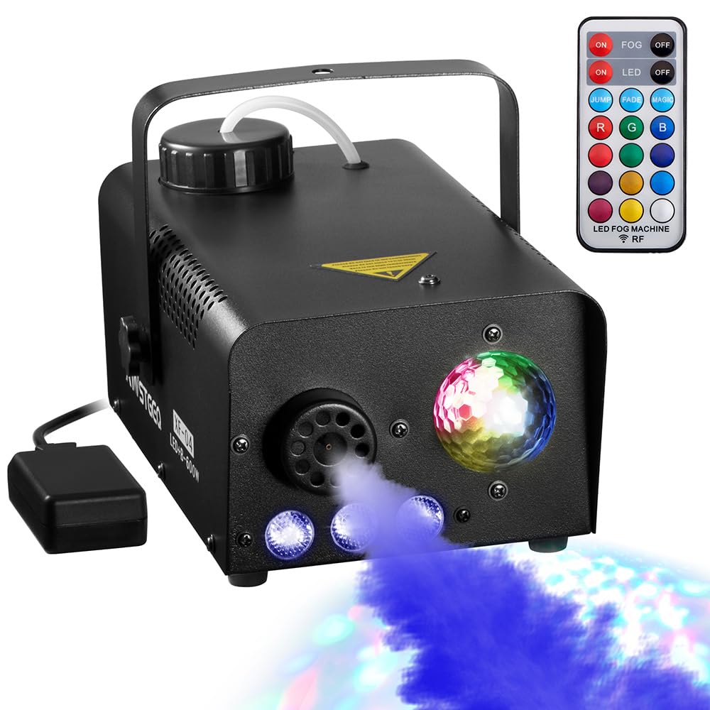 Fog Machine Smoke Machine for Halloween Parties Wedding,600 Watt Portable Fogger Machines with LED Lights and Disco Ball