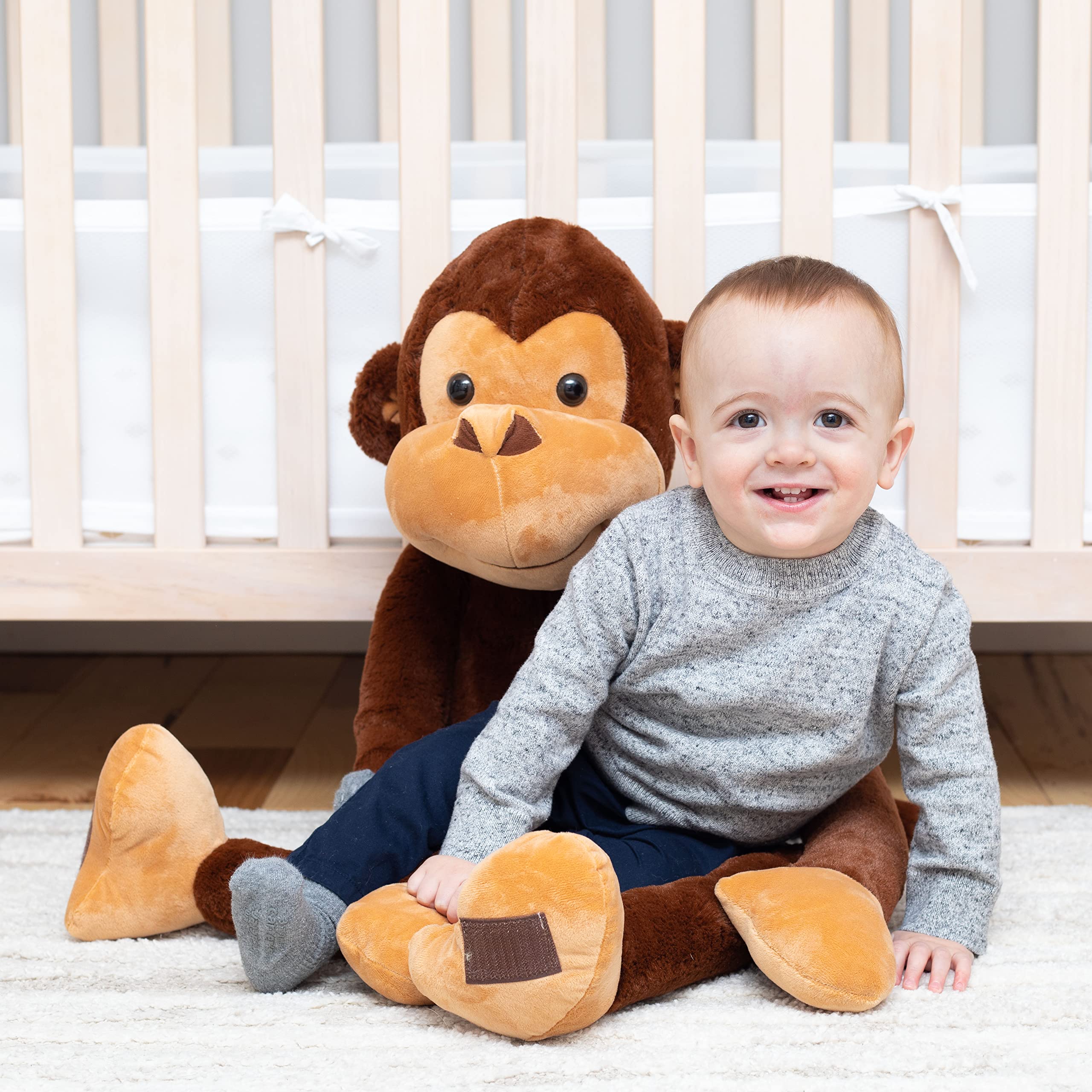 Giant 4ft Hanging Monkey Stuffed Toy - Ultra Soft, Connectable Hands & Feet, Perfect for Comfort & Decoration