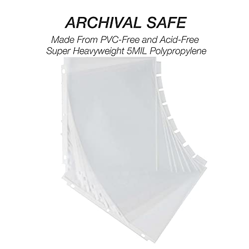 Samsill 8 Tab Recipe Dividers, Recipe Sleeves, Sheet Protector Dividers, with Tab Inserts, Clear, Super Heavyweight, Top Loading, 3 Hole Punched for Standard Letter Size Binders, Archival Safe