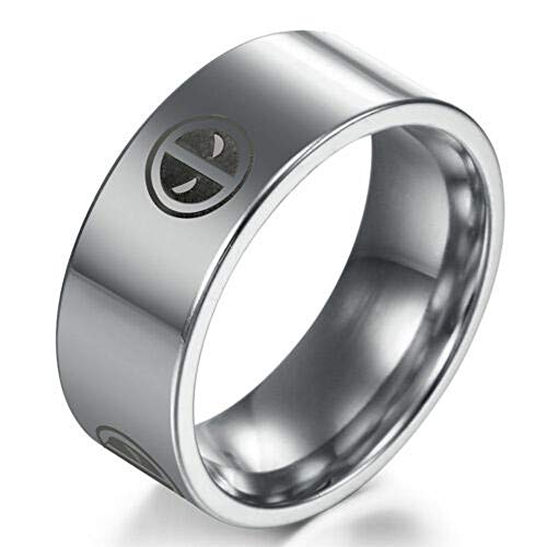 Deadpool Black Titanium Men Women Ring For Couple Engagement Promise Wedding Ring Band (Silver, 11)