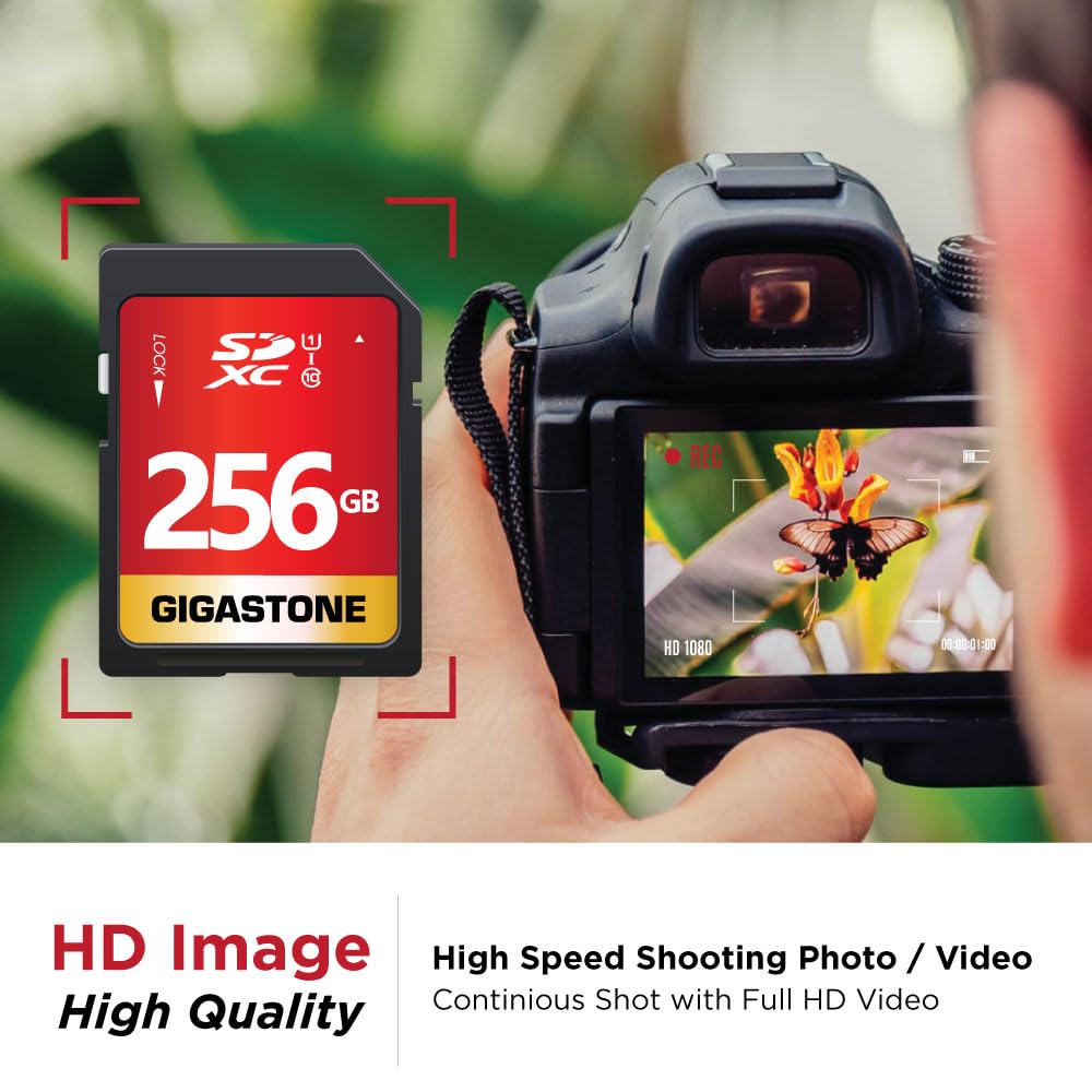 Gigastone 256GB 2-Pack SD Card UHS-I U1 Class 10 SDXC Memory Card High Speed Full HD Video Canon Nikon Sony Pentax Kodak Olympus Panasonic Digital Camera, with 2 Mini Cases