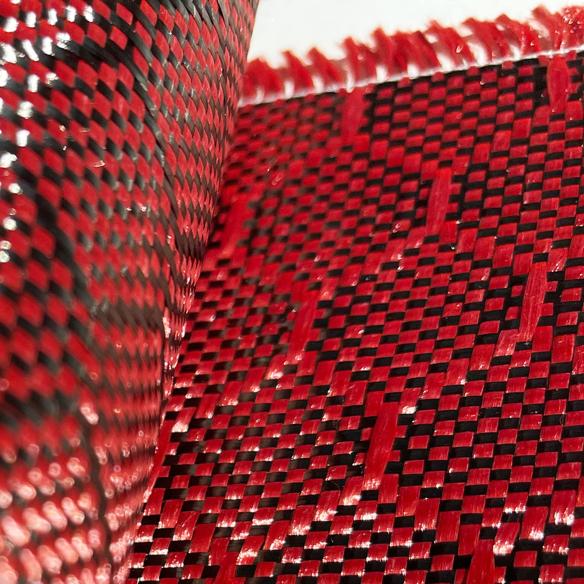 KARBXON - 4 in x 10 ft β Beehive Weave - Carbon Fiber Aramid Fabric - Red - 3K - 240g/meter - Beehive Weave 4β Wide Hemmed Fabric for Repair, DIY Projects (4, 10 ft)