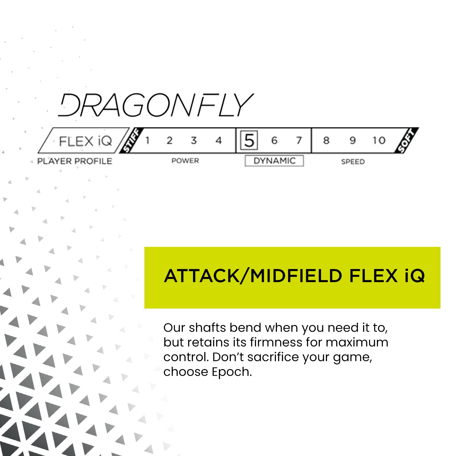 Epoch Dragonfly Elite II Lacrosse Shaft for Attack/Midfield, 30" Soft Flex iQ9, Xtreme Concave Geometry, Lightweight and Durable Stick with Advanced Carbon Layering and Progressive Weave, Made in USA