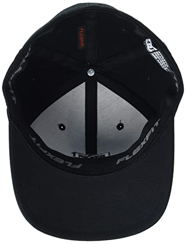DC Men's Cap Star Flexfit Curve Brim Hat, Black/Black, Large