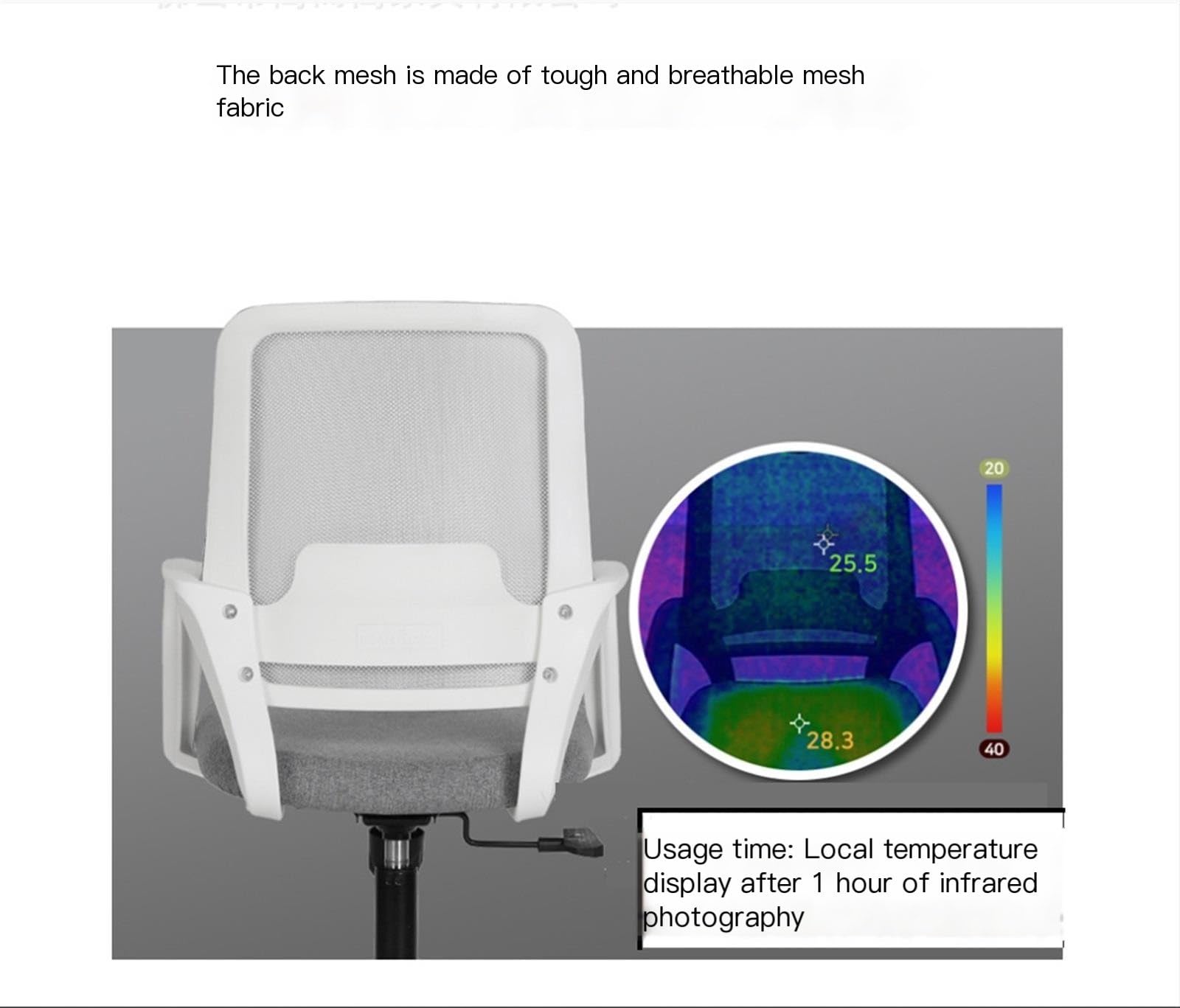 Ergonomic Office Chair, Desk Chairs with Wheels Mesh Computer Office Home Conference Ergonomic Lift Swivel Chair (Color : White Frame Blue, Size : No headrest)