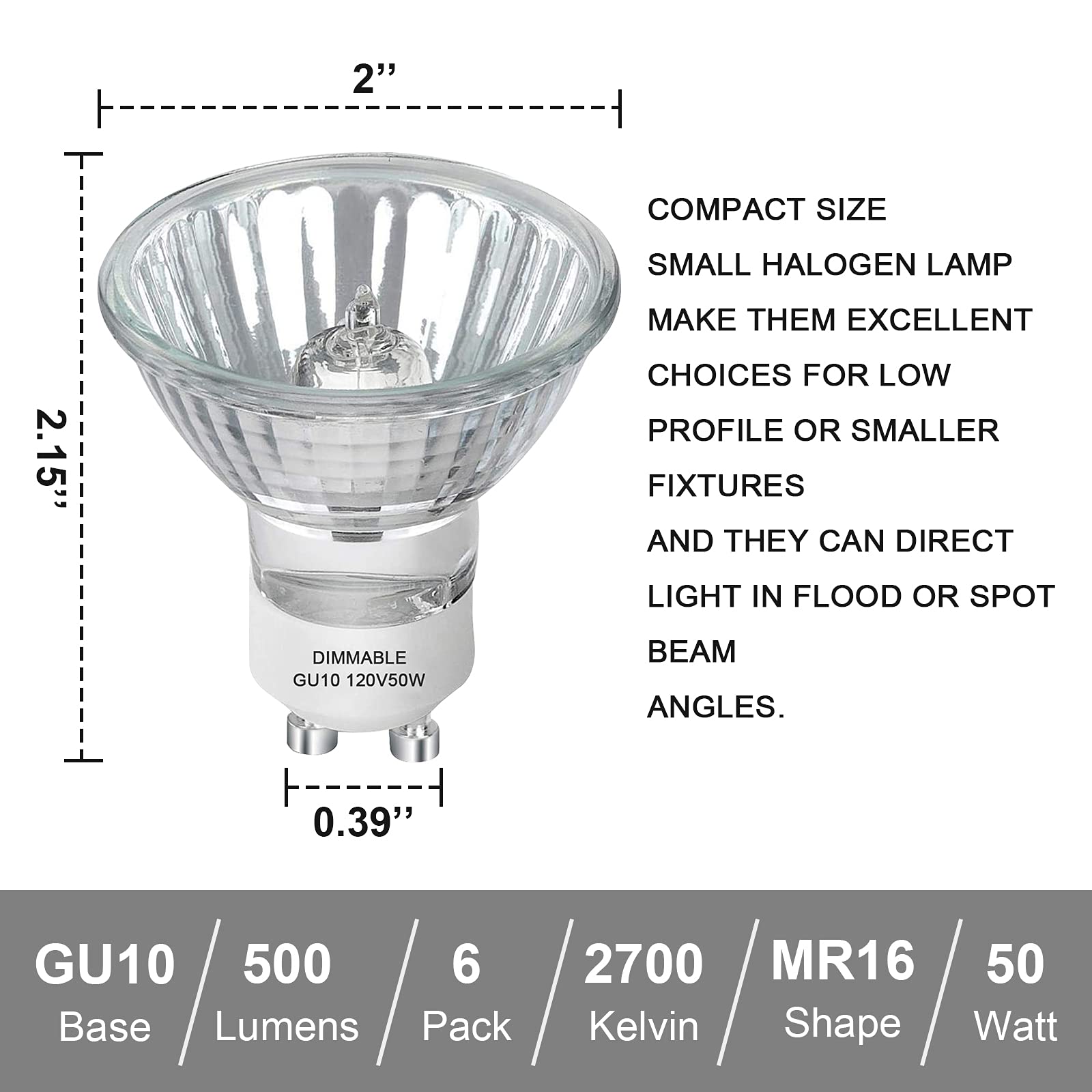 DGE 50W GU10 Halogen Light Bulbs 2 pin, Dimmable 500 Lumen Warm White Bright and Long Lasting Light Bulb, 3Packs,1 Pcs GU10 Adapters