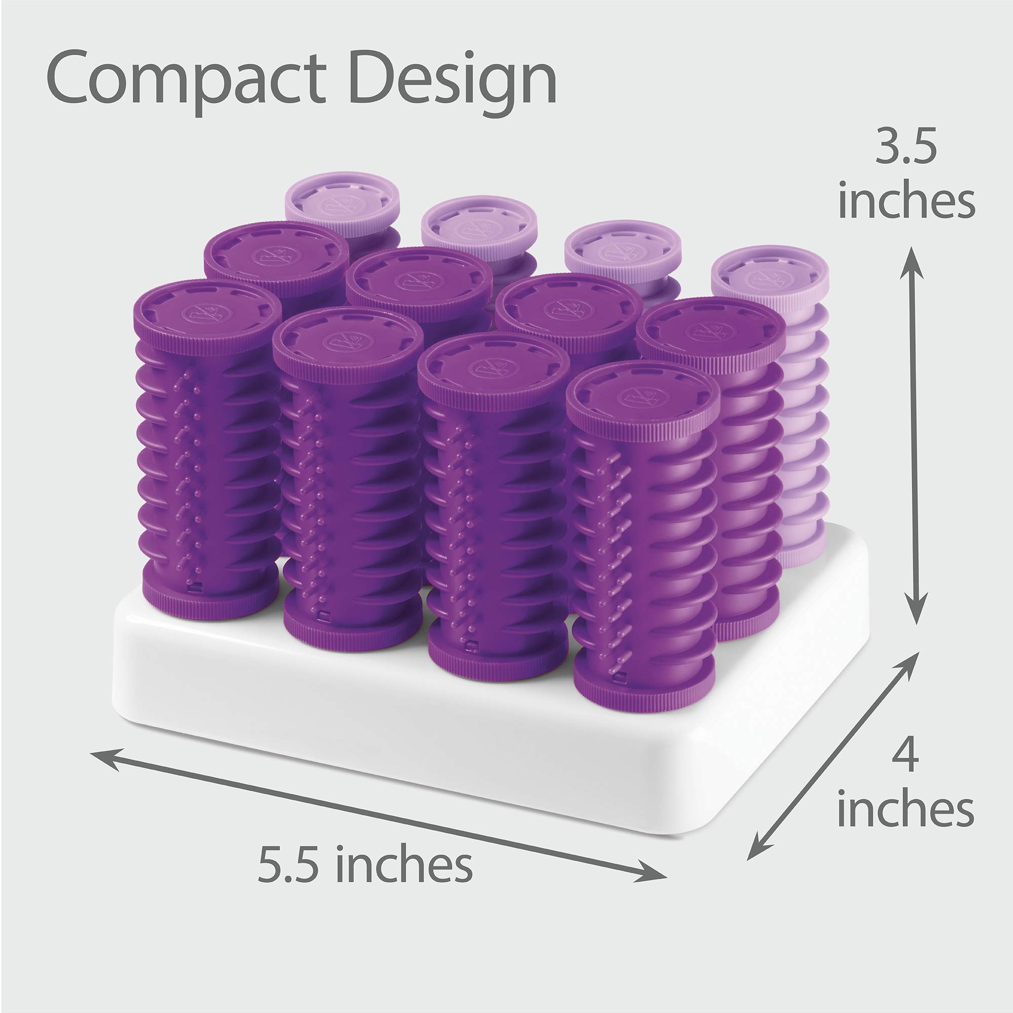 Conair Instant Heat Compact Hot Rollers w/ Ceramic Technology; Black Case with Purple Rollers