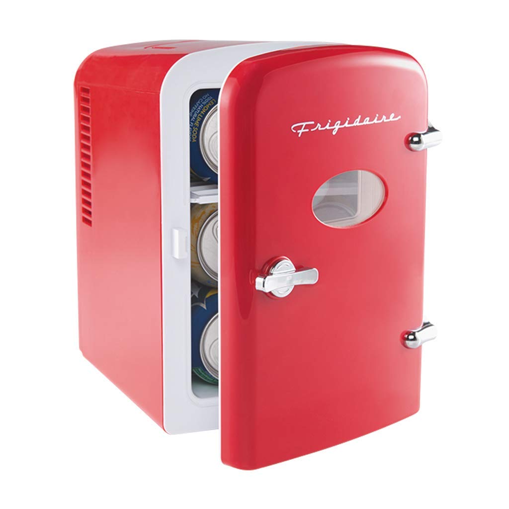 Frigidaire Mini Portable Compact Personal Fridge Cooler, 4 Liter Capacity Chills Six 12 oz Cans, 100% Freon-Free & Eco Friendly, Includes Plugs for Home Outlet & 12V Car Charger (Red) (Renewed)