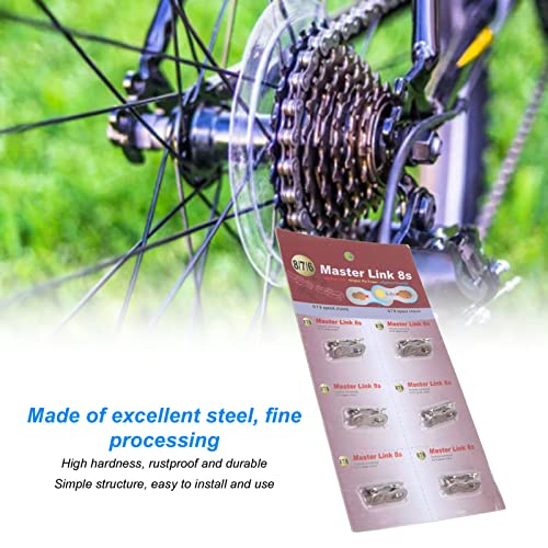 FECAMOS Missing Links, Bike Chain Connector 6 Pairs Steel Fine Processing Easy to Install for Mountain Road Bikes(6/7/8 Speed)