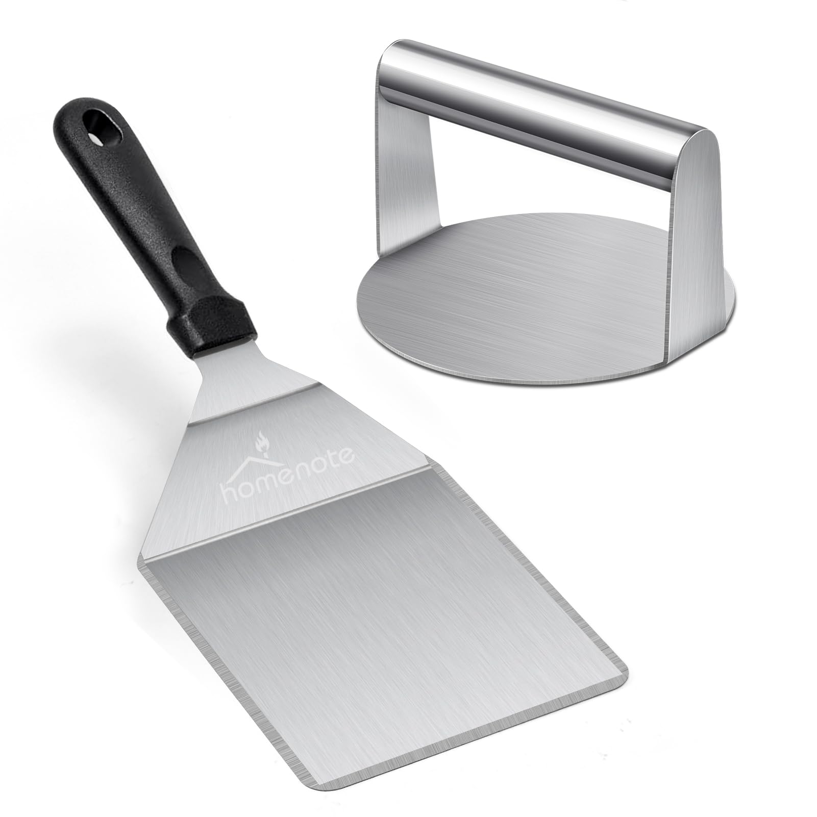 HOMENOTE Burger Spatula Set, Hevry-Duty Extra Large Hamburger Spatula with Burger Press, Professional Smash Burger Kit, Griddle Accessories for Flat Top Griddle Grill