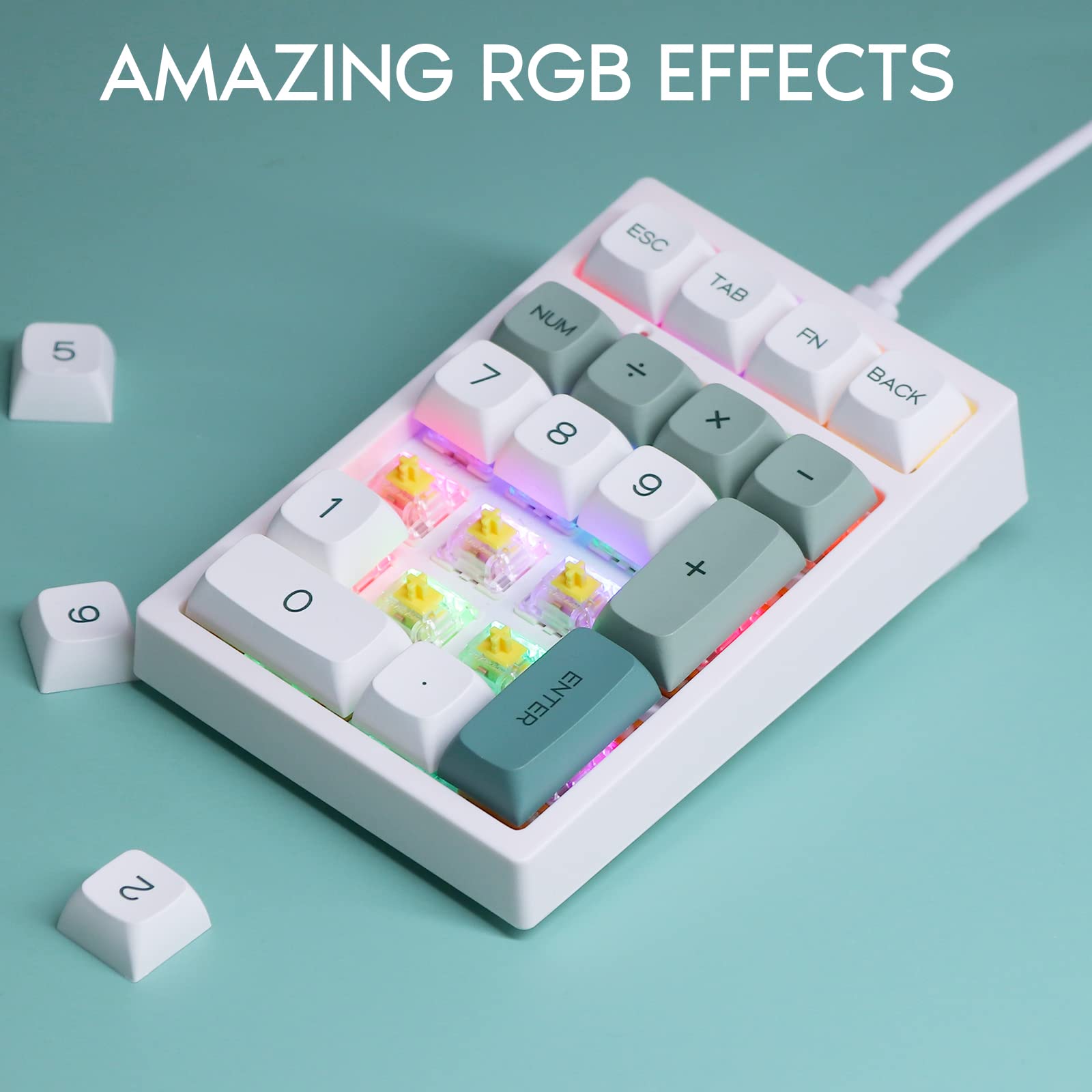 EPOMAKER Gaming Keyboard Numpad Combo, EP84 Pro 75% RGB Hot Swappable 2.4GHz/Bluetooth 5.0/USB-C Wired Keyboard with TH21 Wired Numpad for Mac/Win/Gamers(Gateron Pro Yellow)