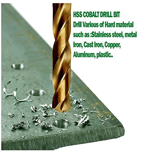 HSS Cobalt Drill Bit Set 9/32 Inch 10Pcs M35 Jobber Length Twist Steel Metal Drill Bits