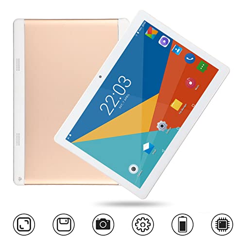Jopwkuin Tablet PC, 10" 1960x1080 IPS, Kids Tablet with 2GB 32GB Memory and Max 128G Memory Card, Android 11 Portable Tablet with Front 2MP Rear 5MP Camera for Kids(Gold)