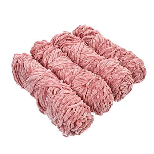 TEHAUX 4pcs Colorful Gold Velvet Yarn Crochet Yarn Thick Knitting Supplies Wool Scarf Chunky Knit Chenille Yarn Chunky Knit Yarn Cotton Yarn Knitting Thread DIY Chenille Wool Soft Pink