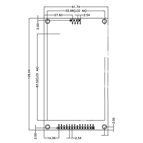Jopwkuin TFT LCD Touch Screen Display, Optional Touch Function 480x320 HD ILI9488 Driver SPI Serial TFT LCD Display Module 14pin for Industry
