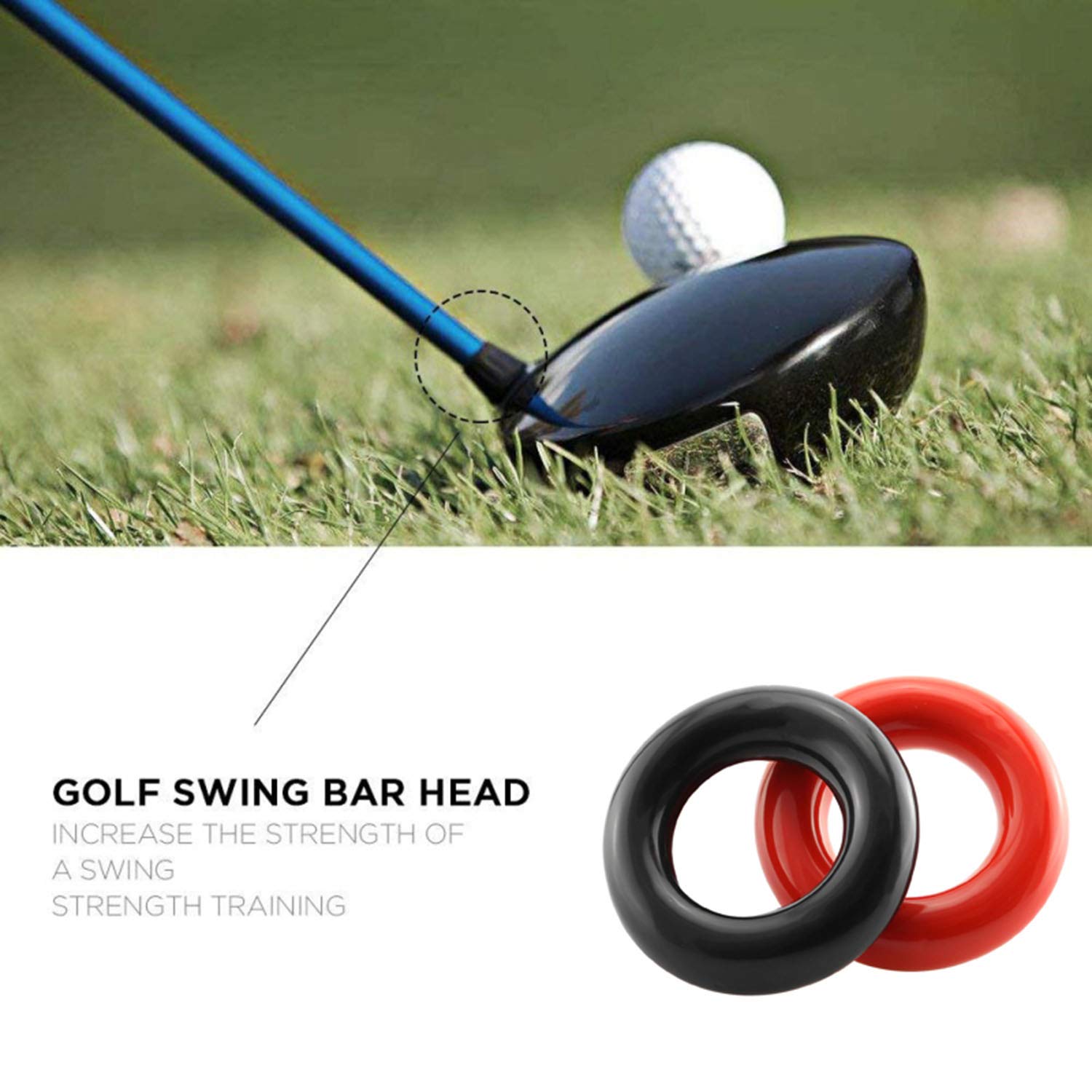 DGZZI Golf Weighted Swing Ring 2PCS Black and Red Golf Club Warm Up Weight Swing Round for Men Women Golfer Practice