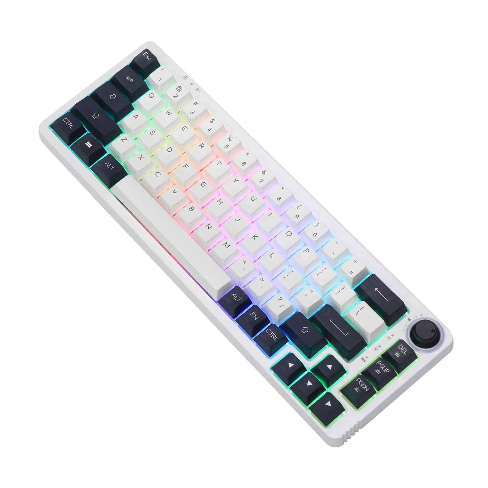 EPOMAKER Theory TH68 65% 67 Keys RGB Hot Swappable Programmable Bluetooth 5.0/2.4Ghz Wireless/USB-C Wired Triple Modes Mechanical Gaming Keyboard with Rotary Knob for Win/Mac (Gateron Brown Switch)