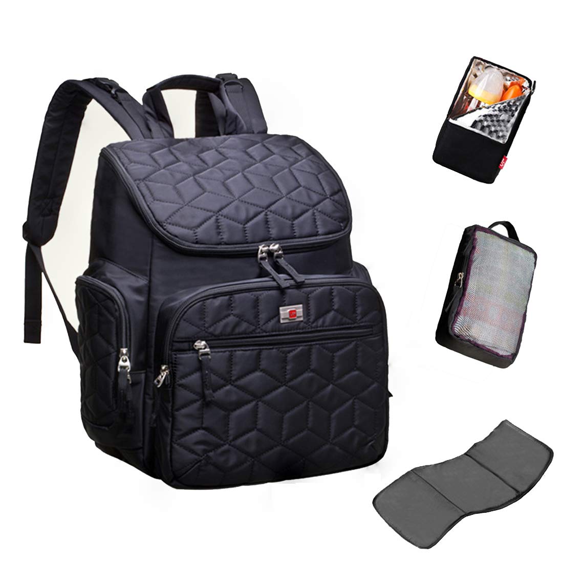 Diaper Bag Backpack, Large Capacity Baby Changing Bags, Waterproof Baby Diaper Bag, Nappy Bag For Mom And Dad Black