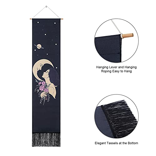 Erikord Sun and Moon Tapestry Wall Hanging the Moon Tarot Card Tapestry Burning Sun Tapestries for Room/Bedroom
