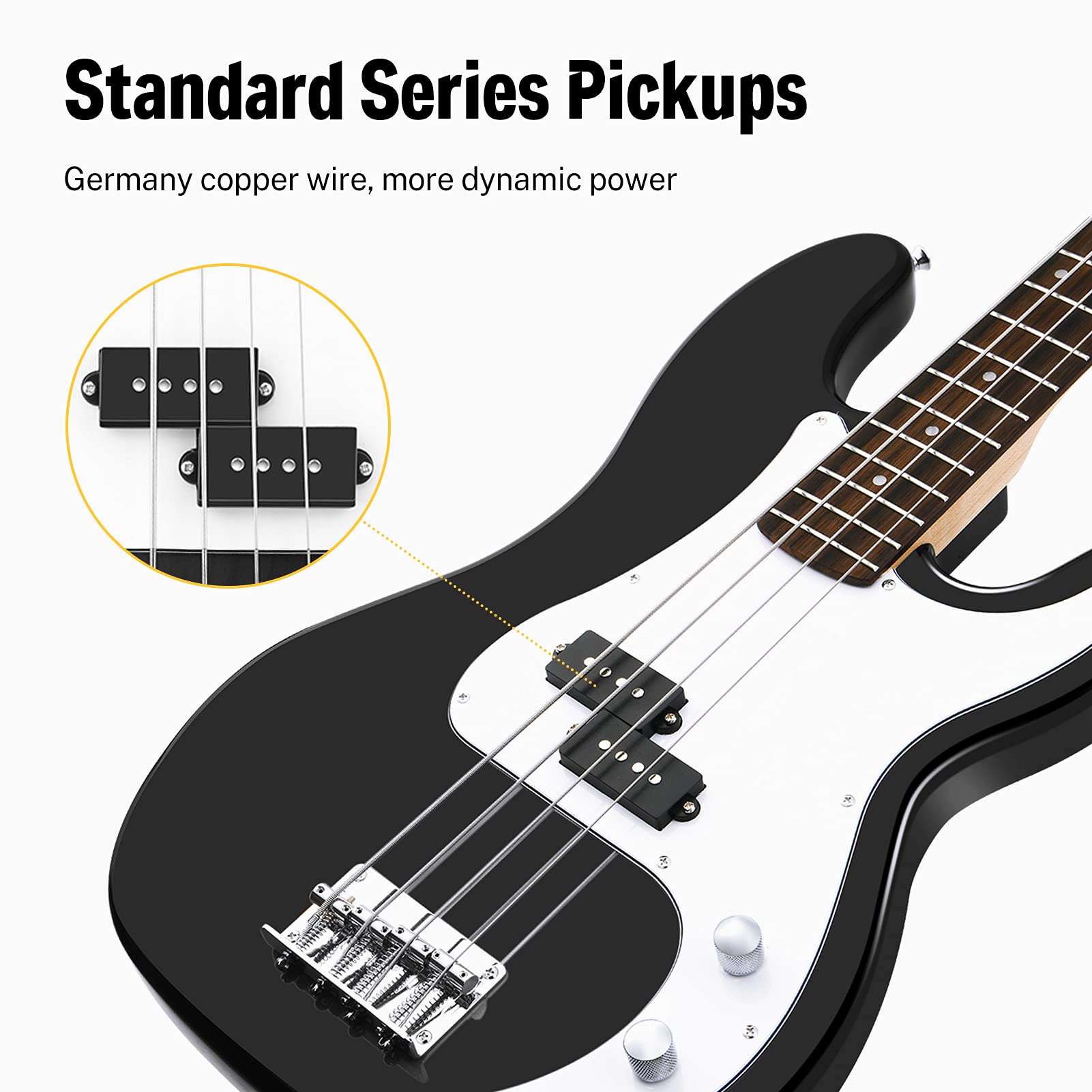 Donner DPB-510D Bass Guitar & Donner Guitar Cable 10 ft 2 Pack