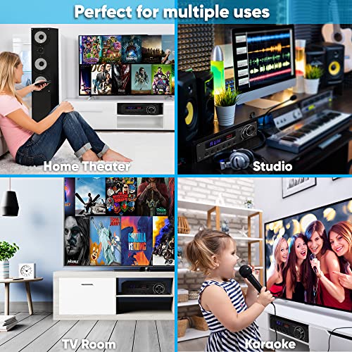 Pyle - PFA560BT - Wireless Bluetooth Home Audio Amplifier - 100W 5.1 Channel Home Theater Power Stereo Receiver, Surround Sound w/HDMI, AUX, FM Antenna, Subwoofer Speaker Input, 12V Adapter