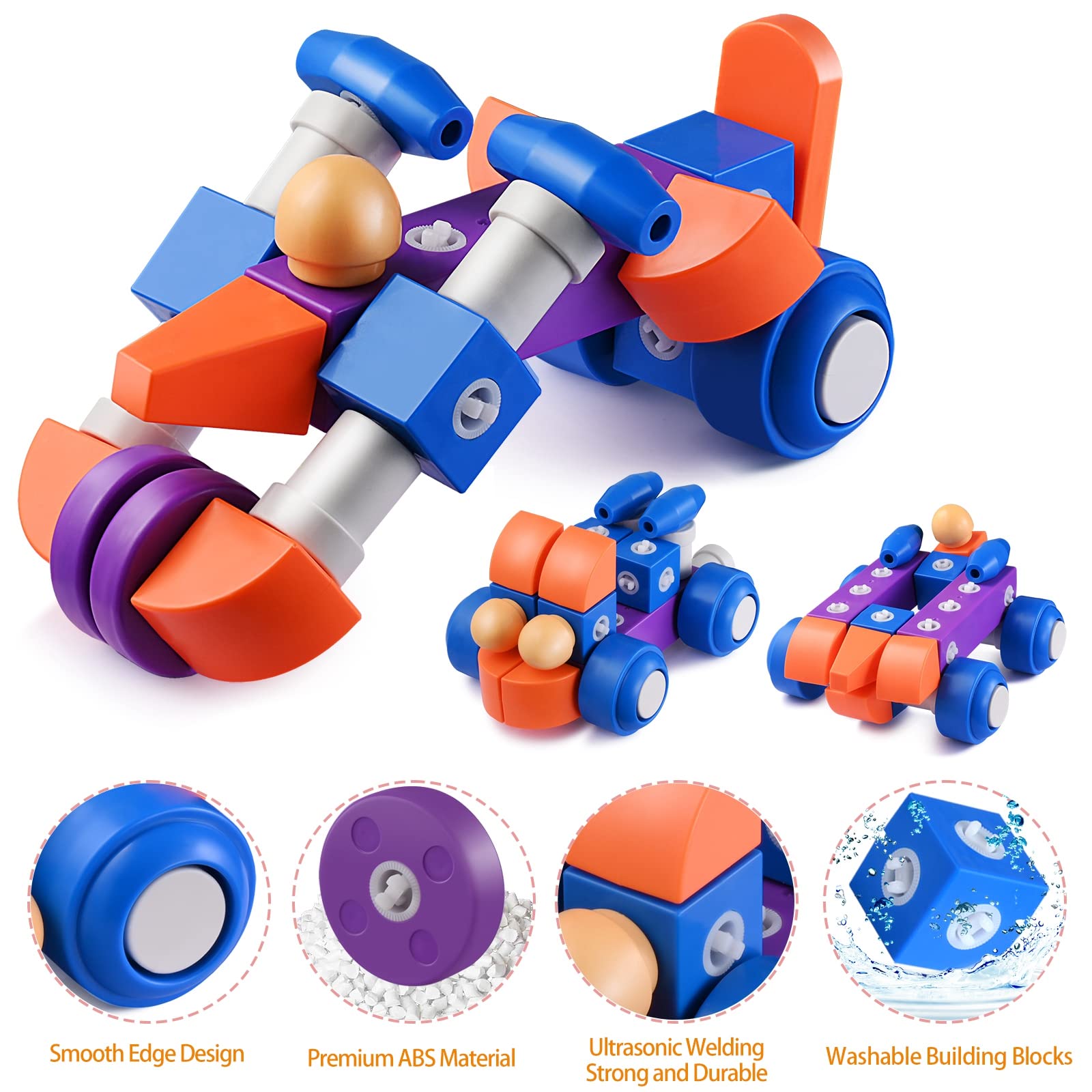 EPPO Building Blocks for Toddlers, STEM Building Toys for Kids Early Learning Educational Creative Construction DIY Toy Blocks (Traffic Version)