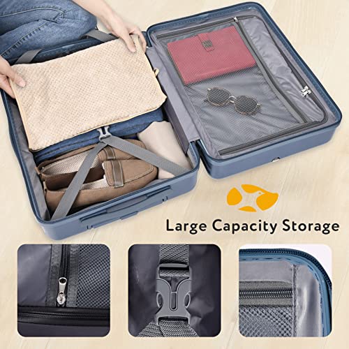 MGOB Luggage Sets Expandable PC Hard Shell Suitcase Durable Lightweight with TSA Lock and Spinner Wheels(3 Piece Luggage Set, Blue)