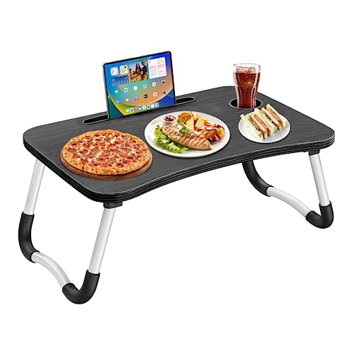 RIYONHO Lap Desk Folding Table Laptop Desk Portable Foldable Bed Table 19Inch Laptop Lap Desk Tray Table for Working Studying, Eating, and Movies(Black)