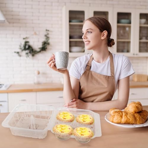 GothaBach 20 Pack 4-Compartment Clear Plastic Cupcake Boxes, 4-Cavity Cupcake Holders, Clear Cupcake Containers