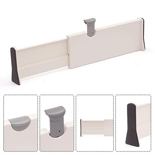 TENABORT Set of 8 Adjustable Drawer Dividers Organizer Separators Plastic Dresser Organizer for Bedroom, Bathroom, Closet, Office Desk, Kitchen Storage