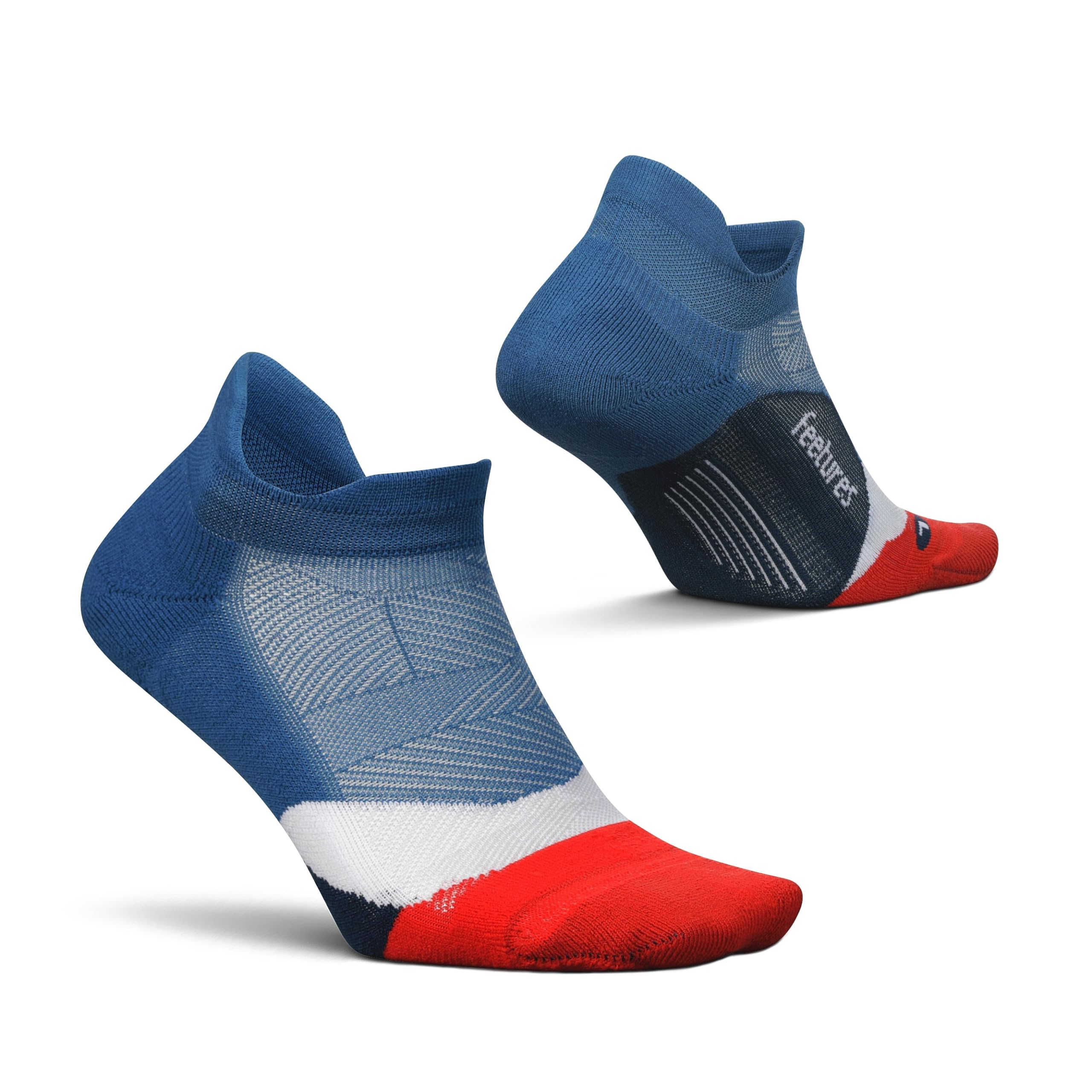Feetures Elite Light Cushion No Show Tab Ankle Socks - Sport Sock with Targeted Compression - Gingerbread Man, L (1 Pair)