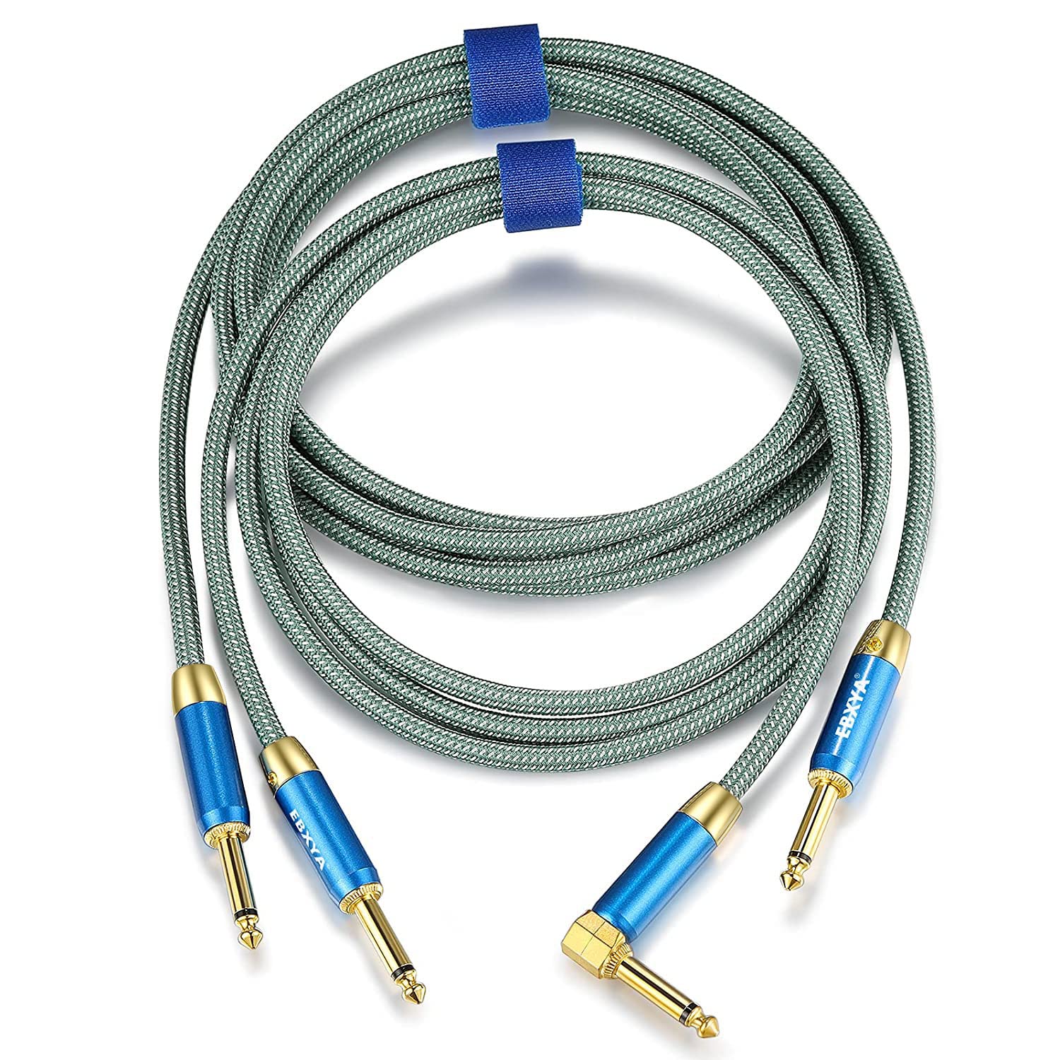 EBXYA Audio Guitar Cable, 2 Pack 1/4 Inch TS to 1/4 Inch Professional Instrument Cord Right Angle and Straight Connectors 10FT Guitar Cable…