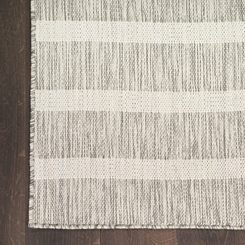 Nourison Positano Indoor/Outdoor Grey Ivory 4' x 6' Area -Rug, Easy -Cleaning, Non Shedding, Bed Room, Living Room, Dining Room, Deck, Backyard, Patio (4x6)