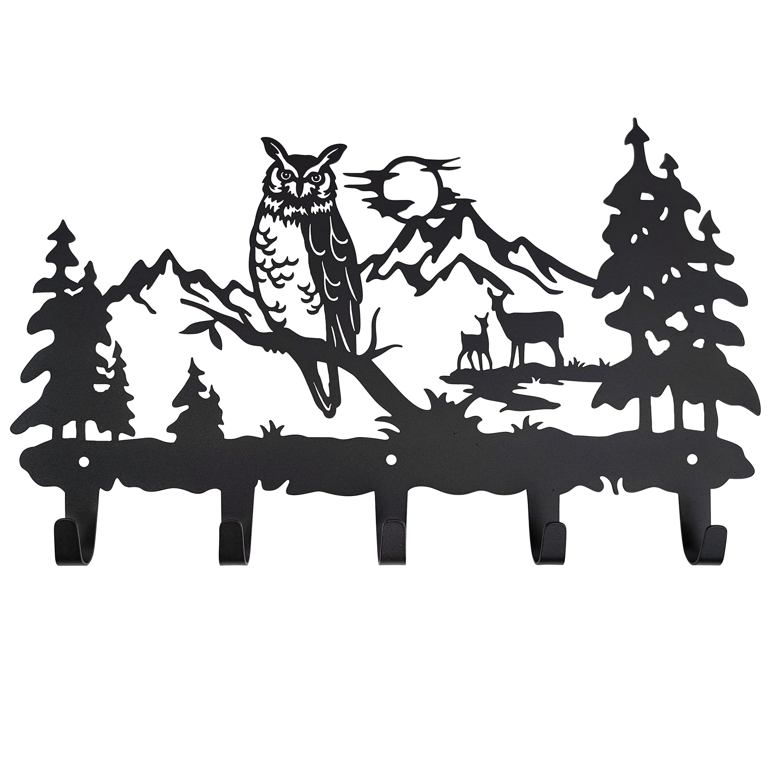 Metal Wolf Hooks Wall Art Decor- Wolf Family Hangers and Key Holder-Apply to Storage, Living Room, Hallway, Office, hut Decorative Hook Coat Rack and Backpack Hook (Black)