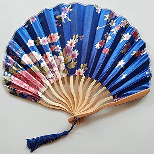 Folding Fan Pattern Chinese Style Hand Held Fans Silk Bamboo Folding Fans Handheld Wedding Hand Fan Cool Bamboo Flower (J) (O)