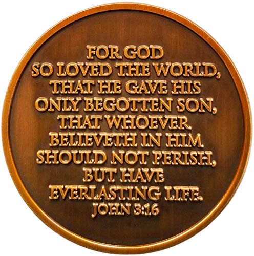 John 3:16 Coin, for God so Loved The World Bible Verse Challenge Coin, Memory Verse Pass Along Handout for Bible Study and Sunday School, Cross Coin Pocket Token, Religious Gift