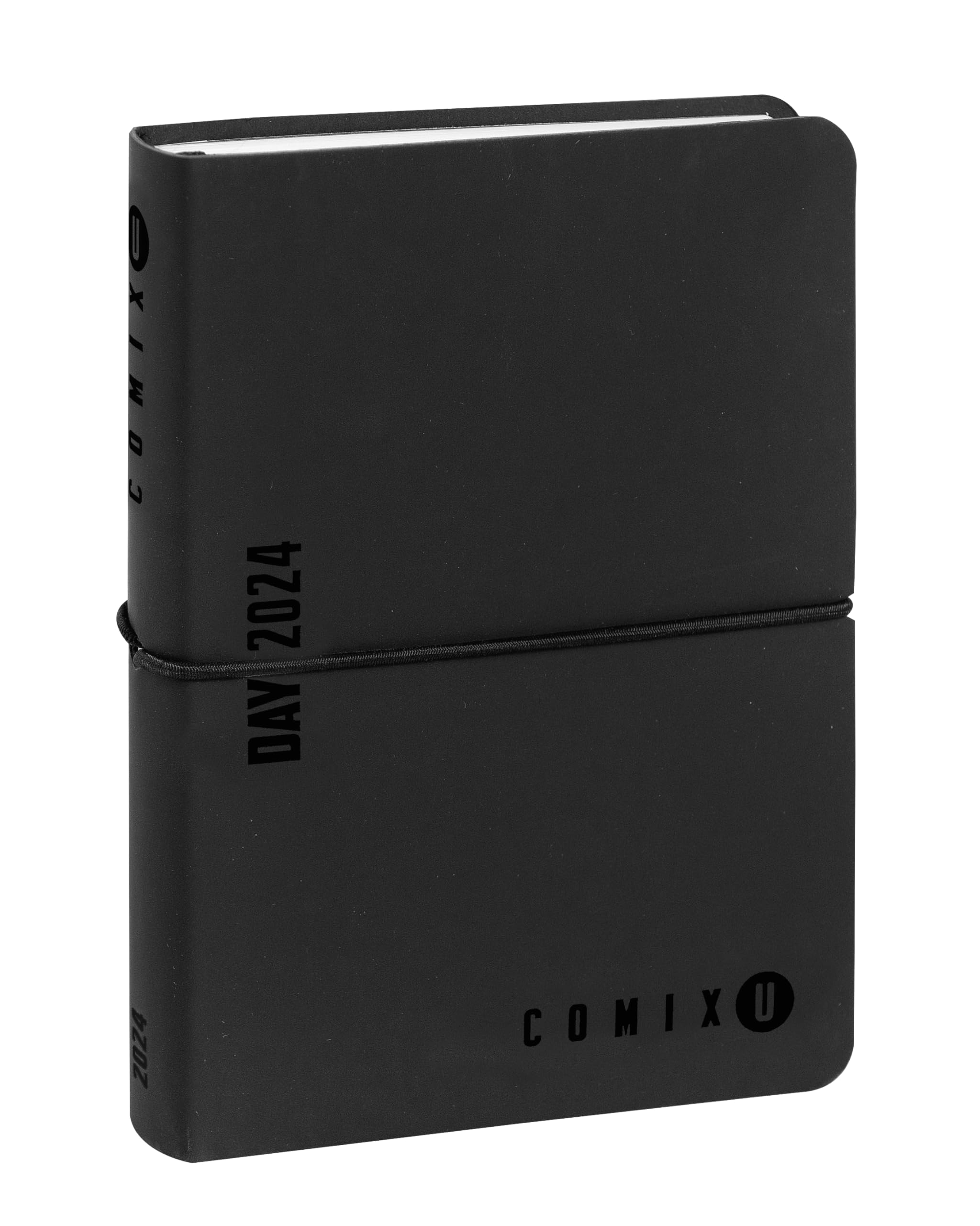 COMIX U, Mini - 2024 Daily 12 Month Diary with Calendar, Planner, Space for Notes and Notes - 11 x 15.3h cm - Black