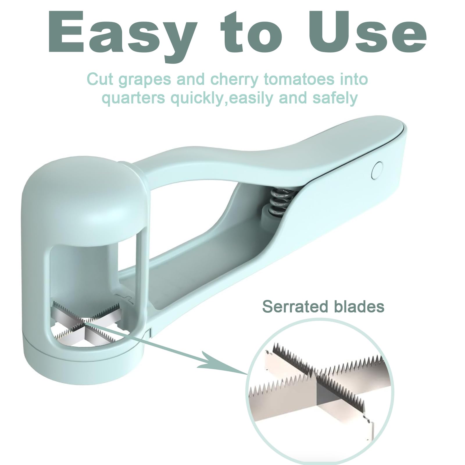 Homnoble Grape Cutter For Toddlers, Grape Slicer for Baby Stainless Steel Blade Grape Cherry Tomato Strawberry Cutter Tools Into 4 Pieces for Vegetable Fruit Salad Cake Decoration
