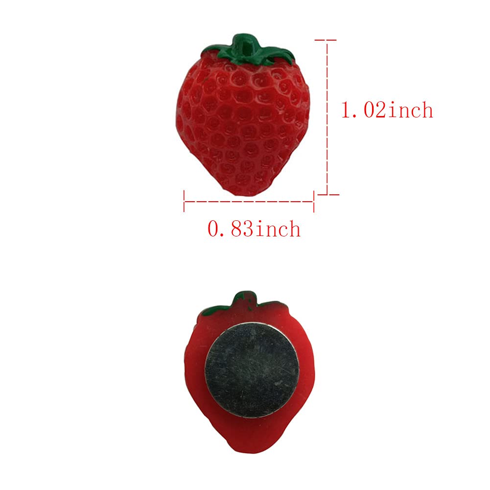 Ginyrerd 30 pcs Refrigerator Magnet Decorative Cute Big Strawberry Fruit Boxed Resin Handmade Picture Message Board Paste Painting Photo Postcard Note Paper DIY Office Supplies Fridge Magnet Set