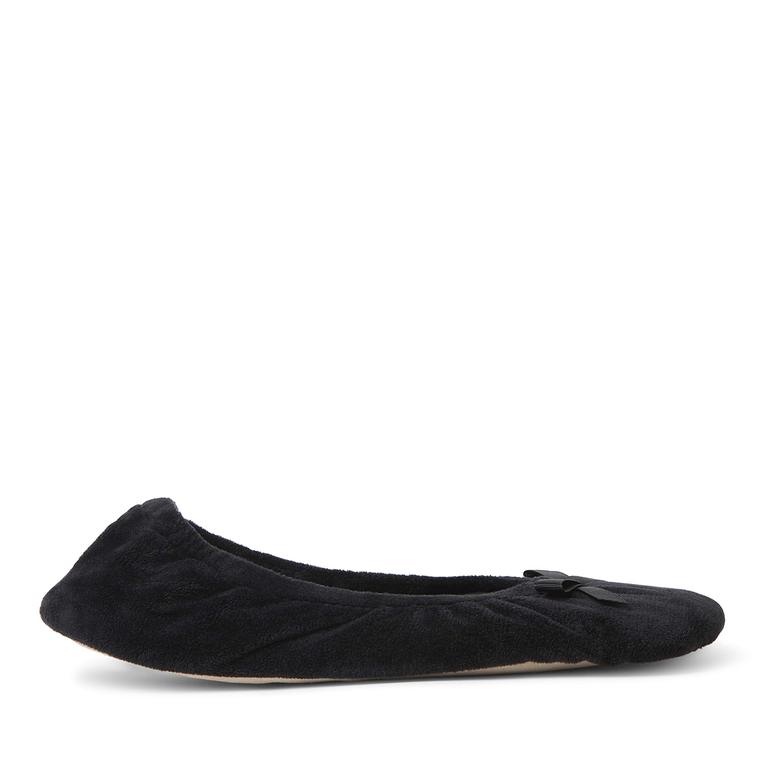 Dearfoams Women's Layla Ballerina with Suede Outsole Slipper, Black & Leopard (2 Pack), Medium