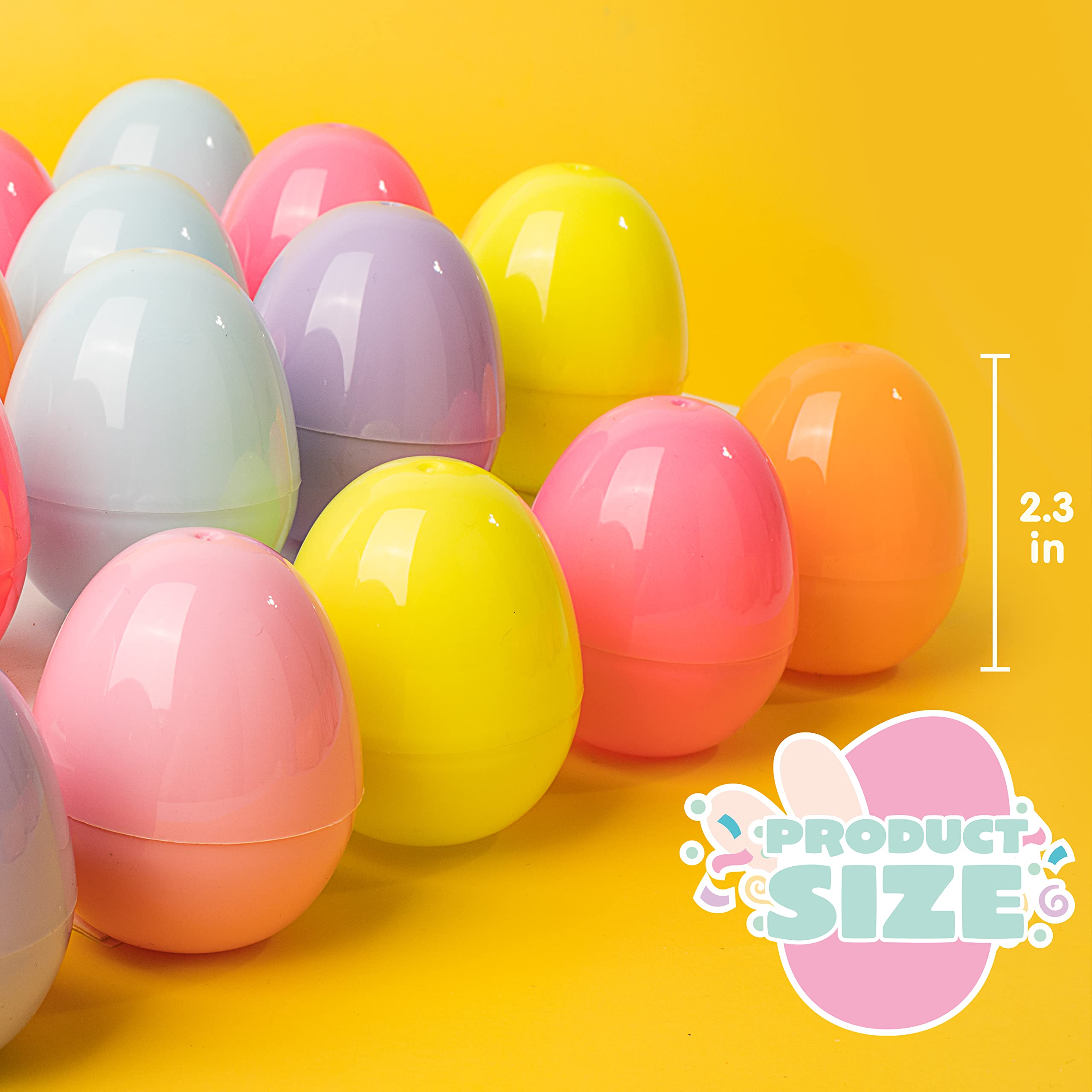 JOYIN 144PCS 2.3" Pastel Easter Eggs, Empty Easter Eggs Fillable, Colorful Bright Plastic Eggs Bulks for Easter Hunt, Filling Treats, Party Favor, Easter Basket Stuffers, Classroom Prize Supplies