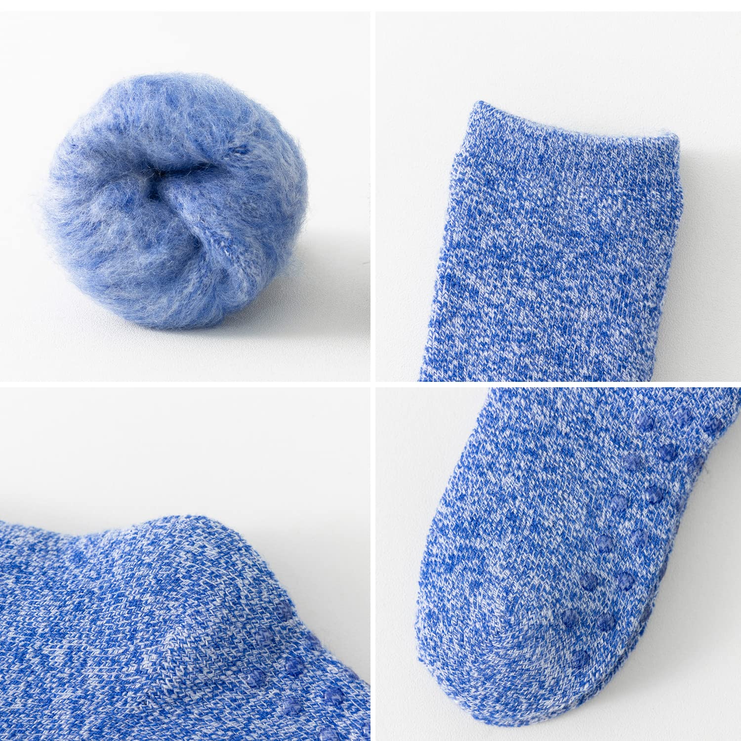 EPEIUS Baby Thermal Socks Toddler Non-slip Socks Soft Thick Warm Crew Socks with Grip Brushing Inside Boys Girls 6 Pair Pack,12-24 Months