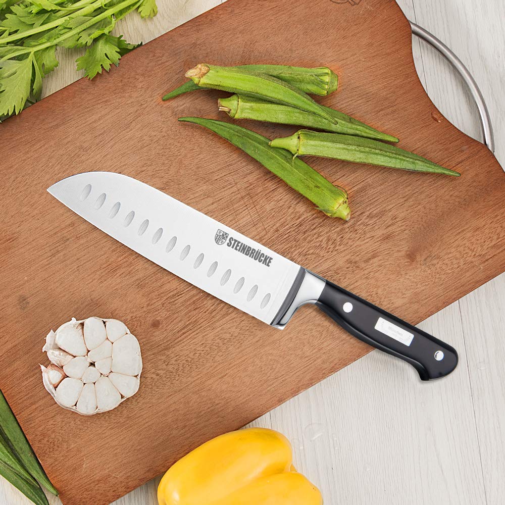 Gioventù Santoku Knife - 7 inch Kitchen Knife Forged from German Stainless Steel 5Cr15Mov(HRC58), Full Tang, Razor Sharp Blade for Slicing, Dicing&Chopping