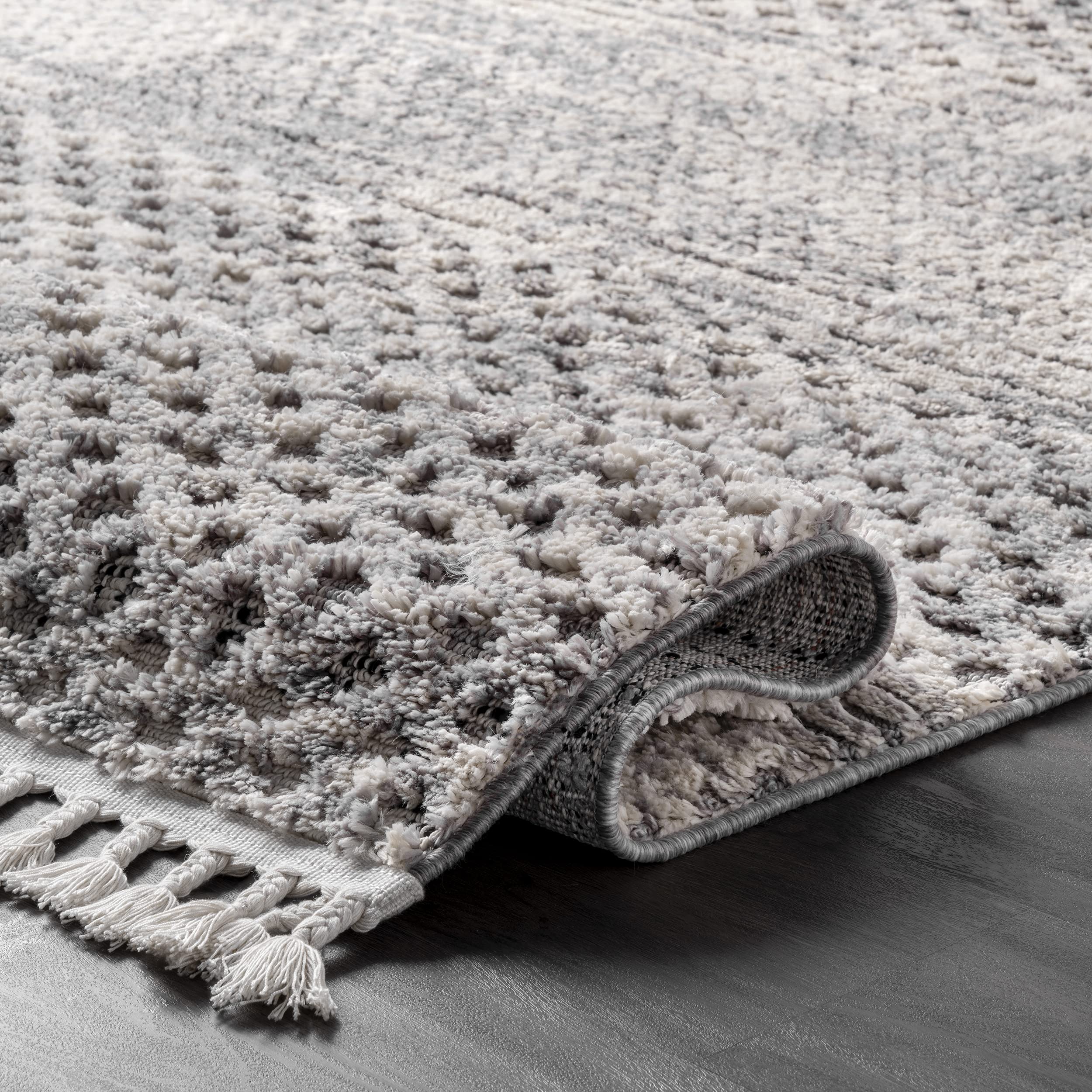 nuLOOM Lira Textured Geometric Tassel Area Rug, 4x6, Grey